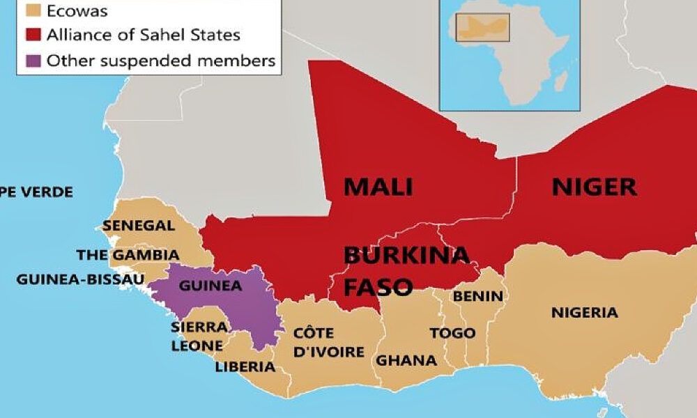 Colonial routes and geopolitics of the Confederation of Sahel State ...